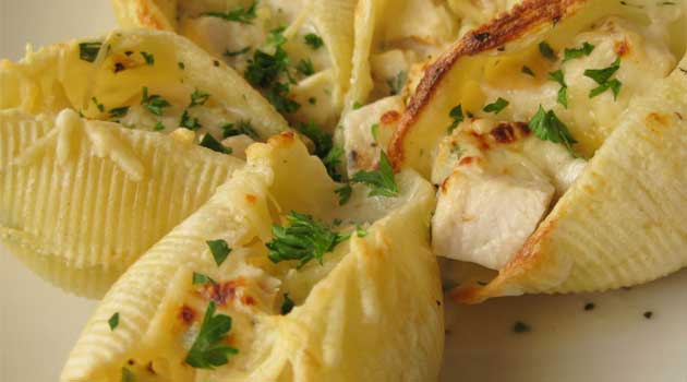 Chicken Alfredo Stuffed Shells Recipe - Flavorite